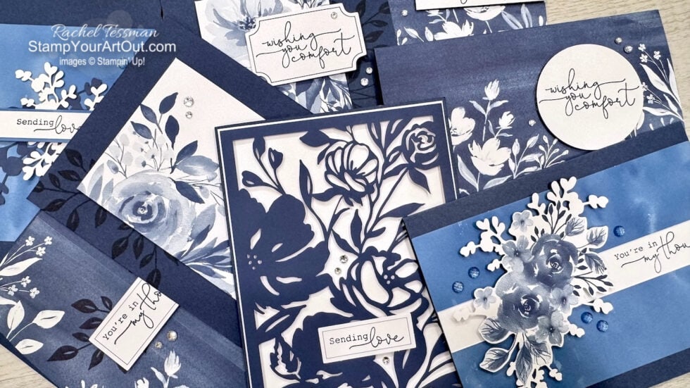 Almost Triple the Card From the Beautiful Blues Kit - Stamp Your Art Out!
